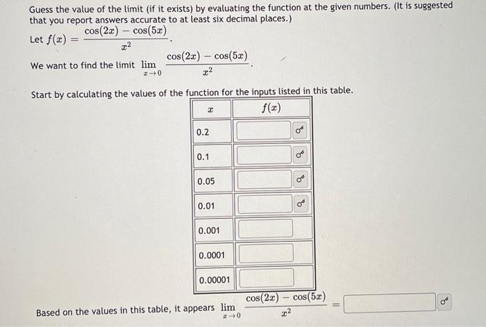 Solved Guess the value of the limit (if it exists) by | Chegg.com