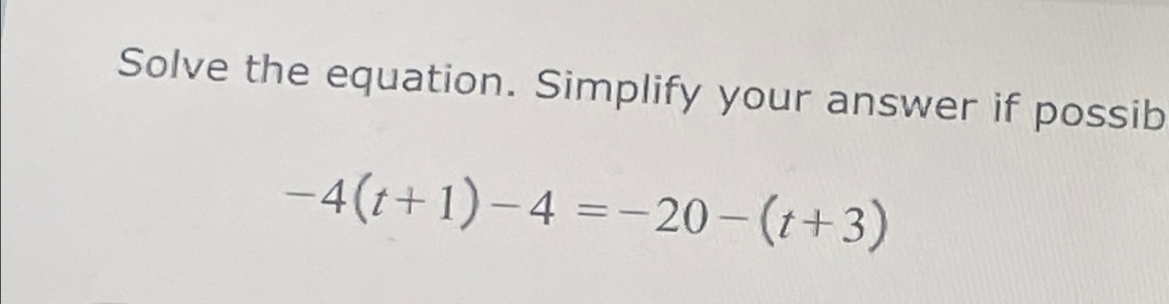 Solved Solve the equation. Simplify your answer if | Chegg.com