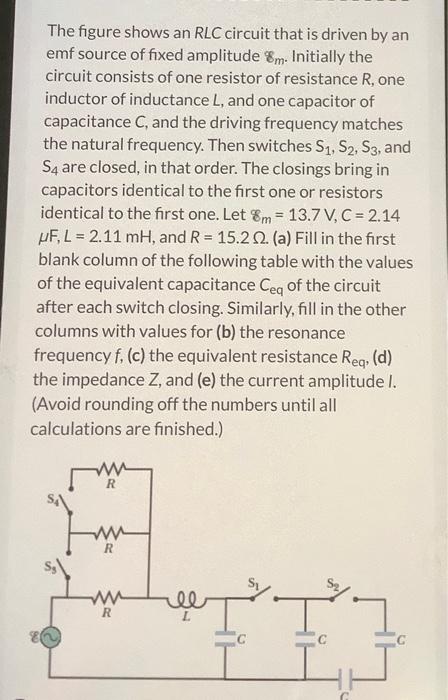 Solved The figure shows an RLC circuit that is driven by an | Chegg.com