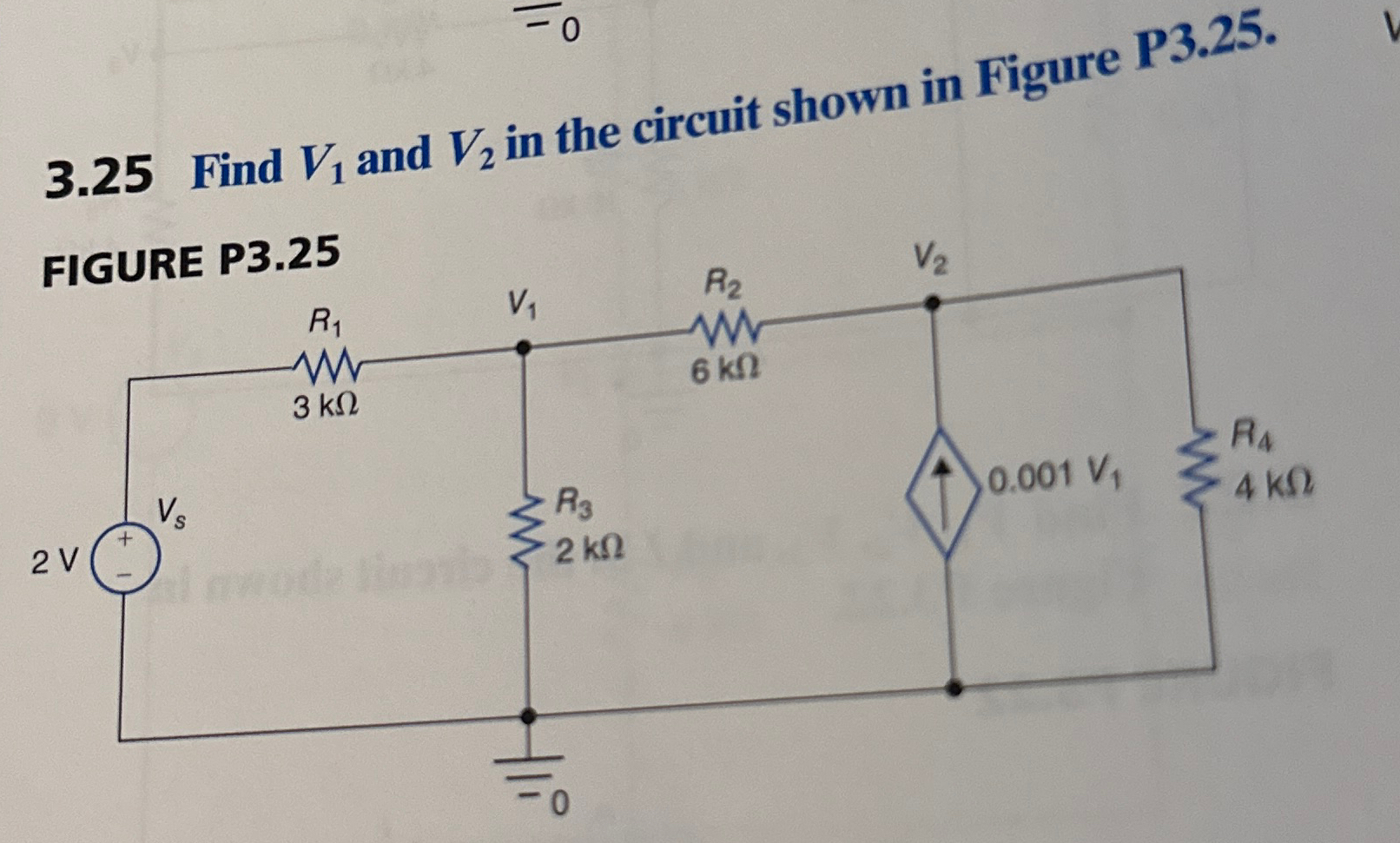 Solved 3.25 ﻿Find V1 ﻿and V2 ﻿in the circuit shown in Figure | Chegg.com