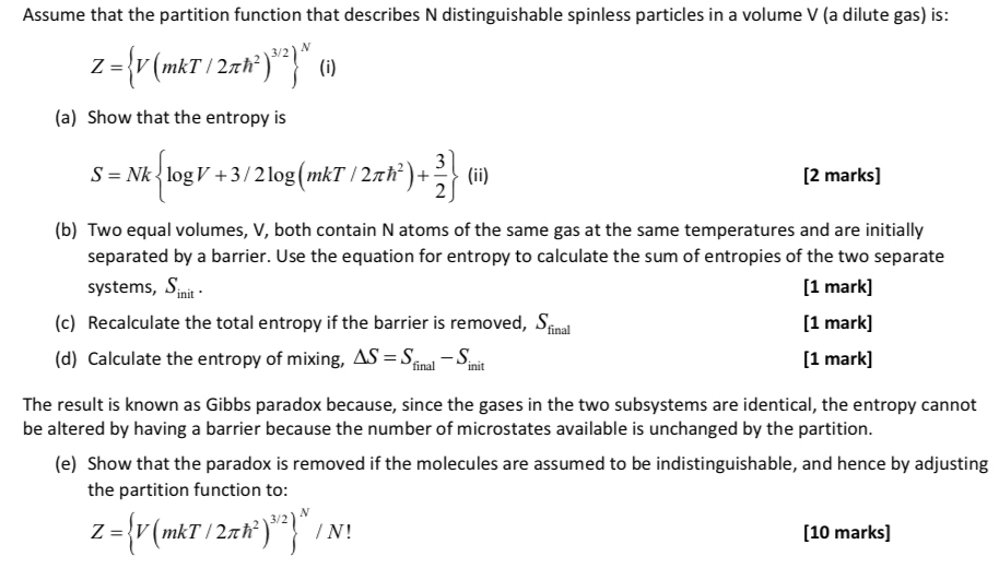 Solved Assume that the partition function that describes N | Chegg.com