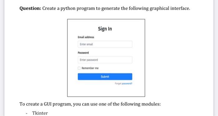 Solved Question: Create a python program to generate the | Chegg.com