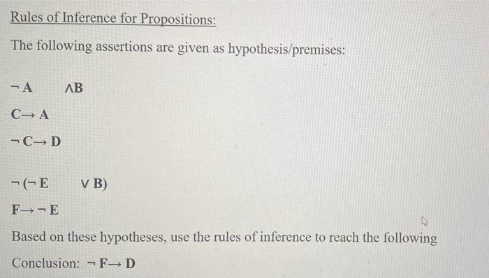 Solved Rules of Inference for Propositions: The following | Chegg.com