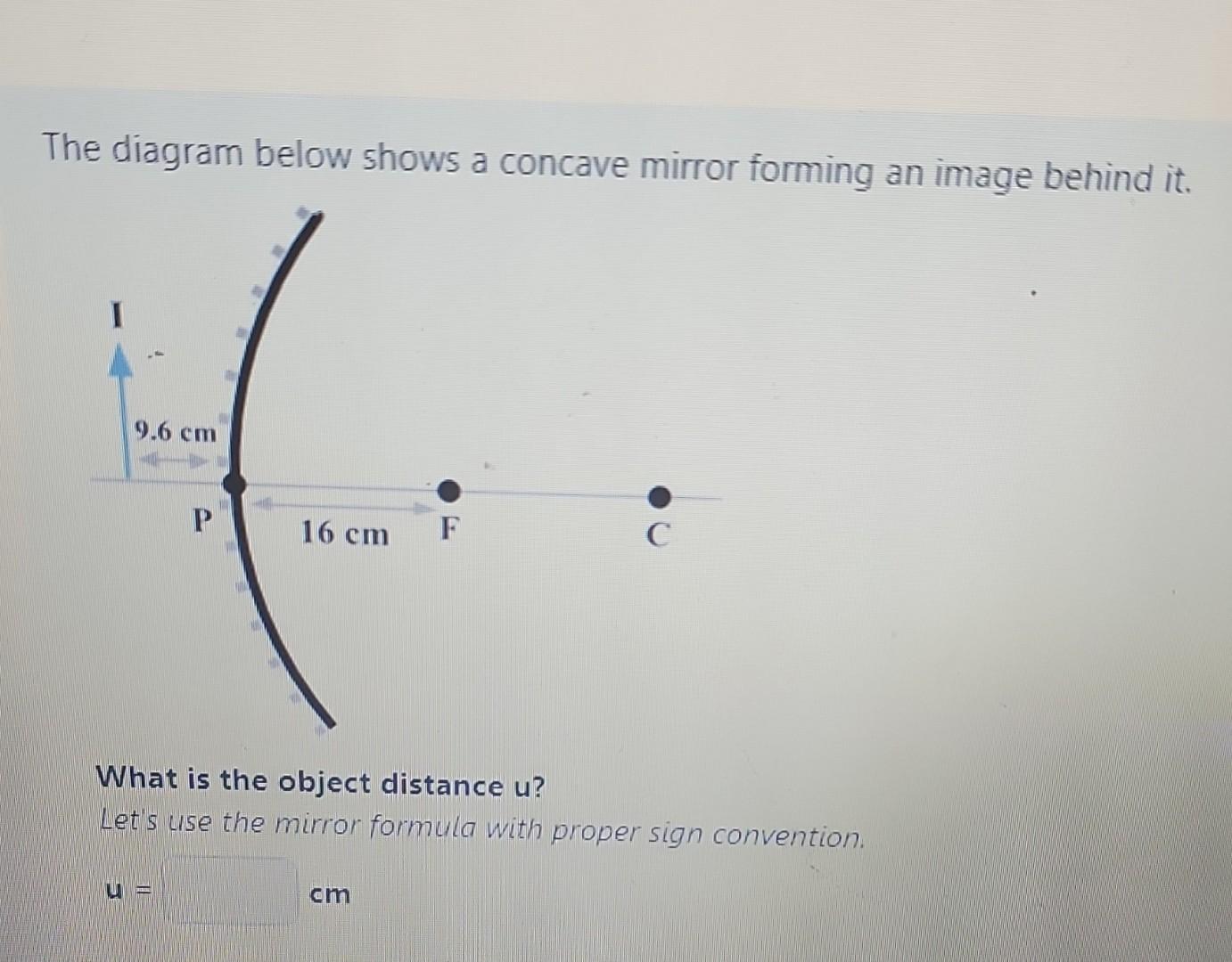 Solved The diagram below shows a concave mirror forming an | Chegg.com