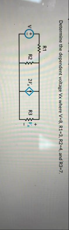 Solved Determine the dependent voltage Vx ﻿where | Chegg.com