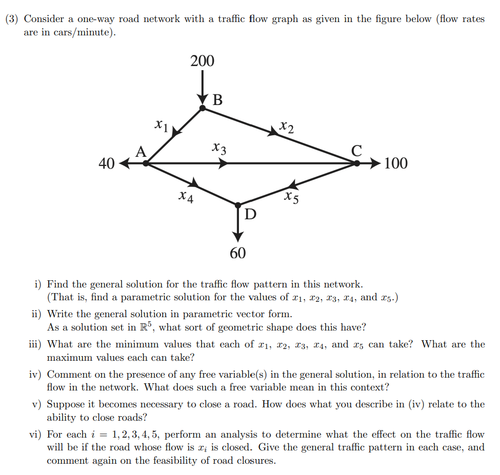 Solved (3) ﻿Consider a one-way road network with a traffic | Chegg.com