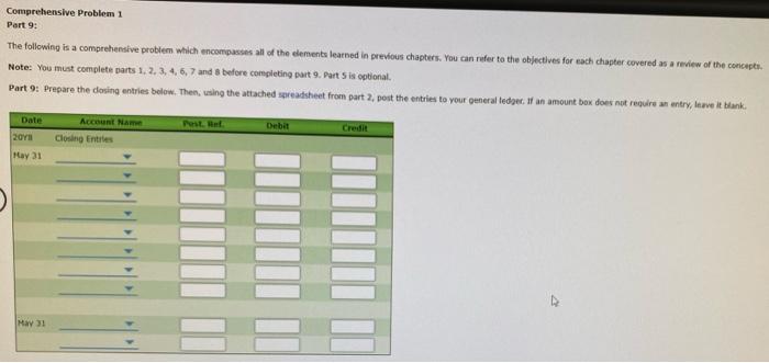 Comprehensive Problem 1 Part 9: The following is a | Chegg.com