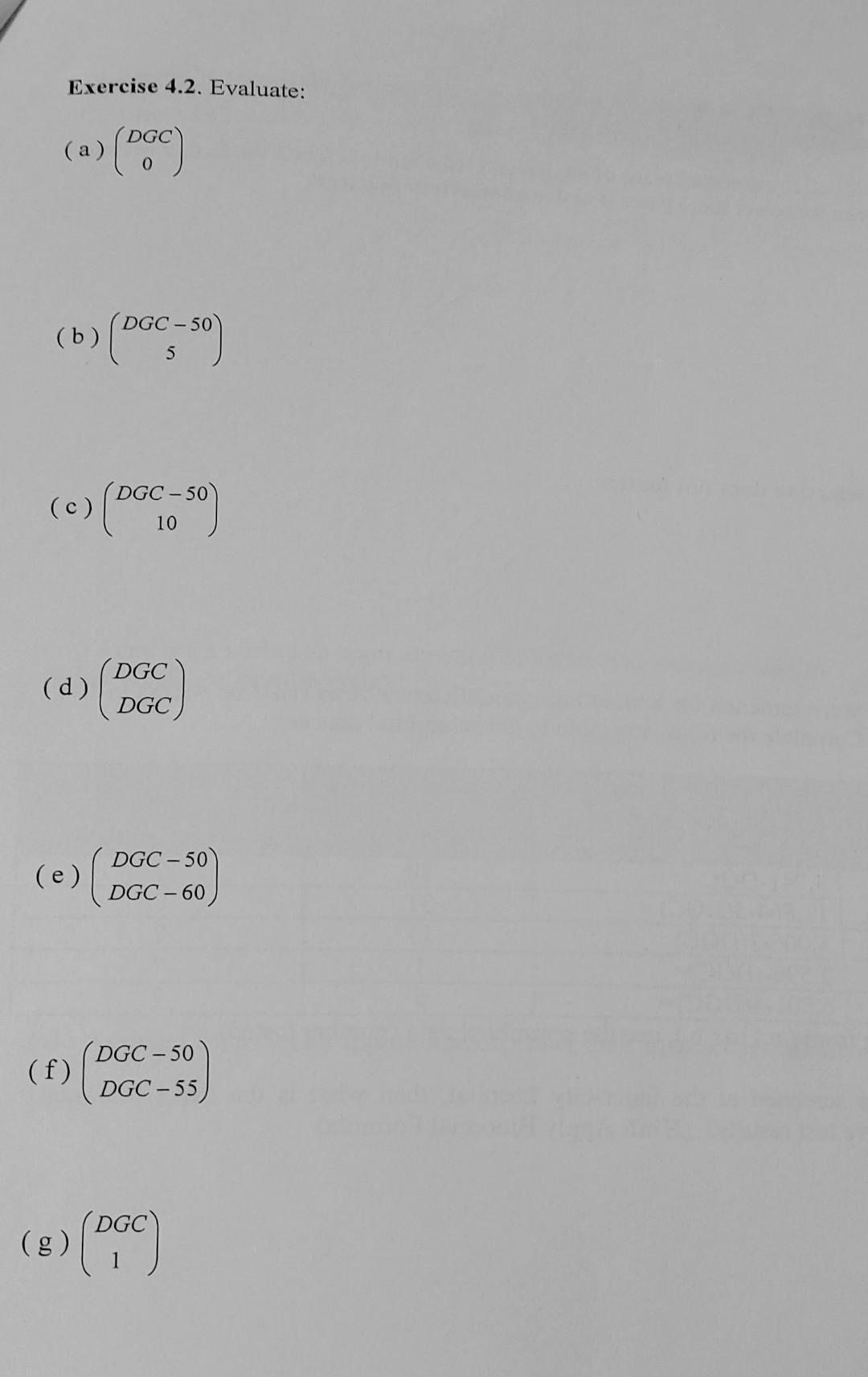 Solved Exercise 4.2. Evaluate: (a)(DOC) DGC-50 ( b)() 5 (c) | Chegg.com