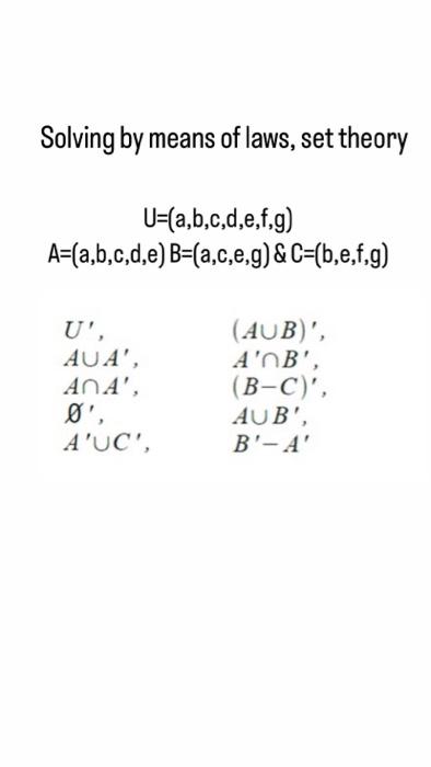 Solved Solving by means of laws, set theory | Chegg.com
