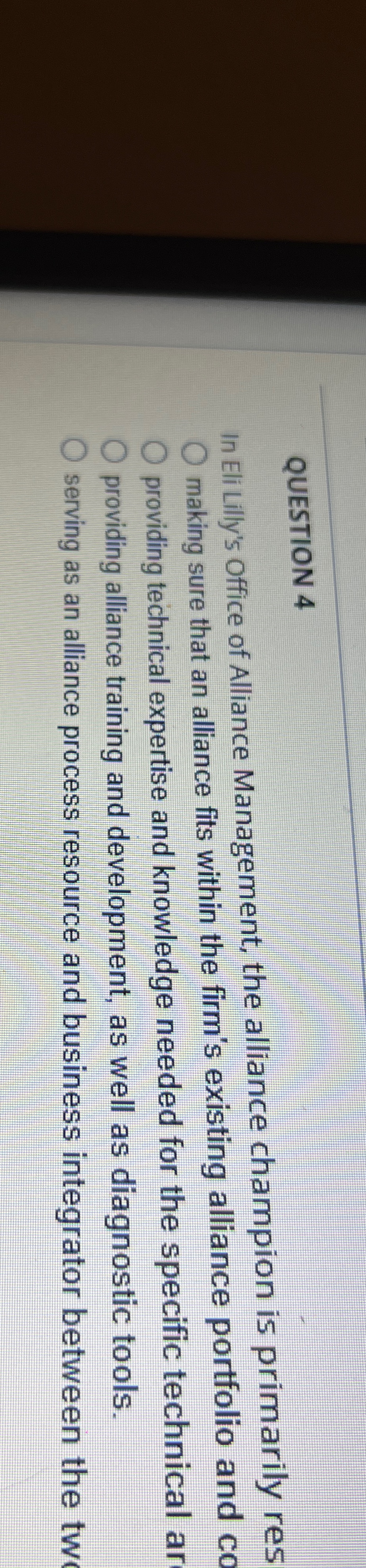Solved QUESTION 4In Eli Lilly's Office of Alliance | Chegg.com