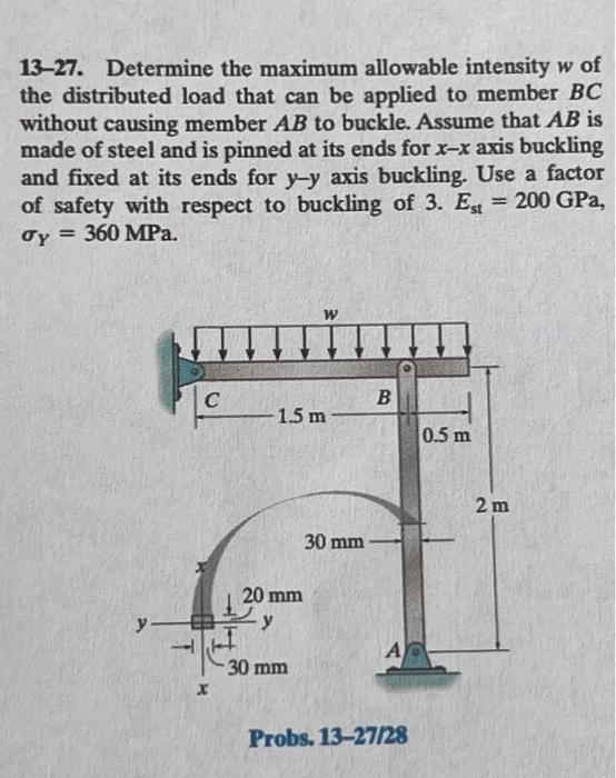 Solved 13-27. Determine the maximum allowable intensity w of | Chegg.com