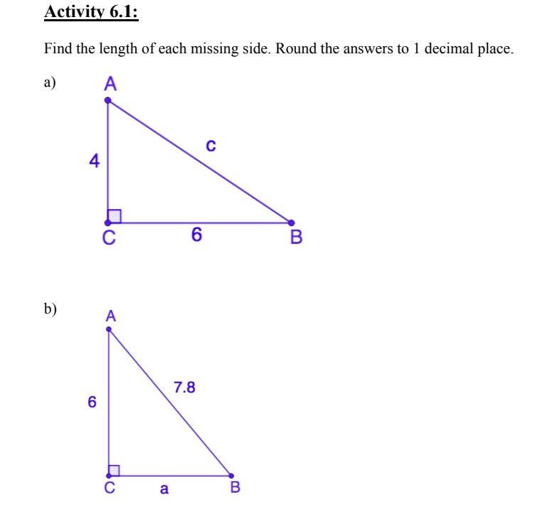 Solved Find the length of each missing side. Round the | Chegg.com
