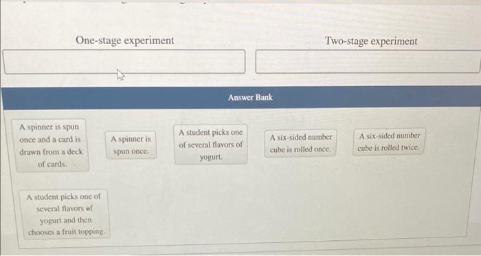 Solved One-stage experiment Two-stage experiment Answer Bank | Chegg.com