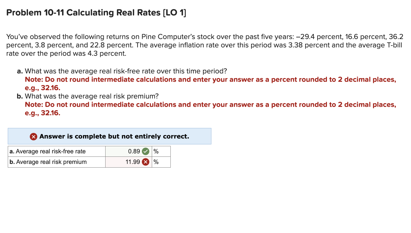 Problem 10-11 ﻿Calculating Real Rates [LO 1] ﻿You've | Chegg.com