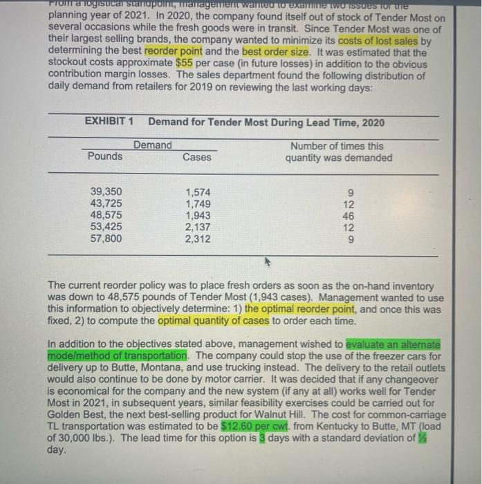 2. Compute the projected annual volume, average daily | Chegg.com