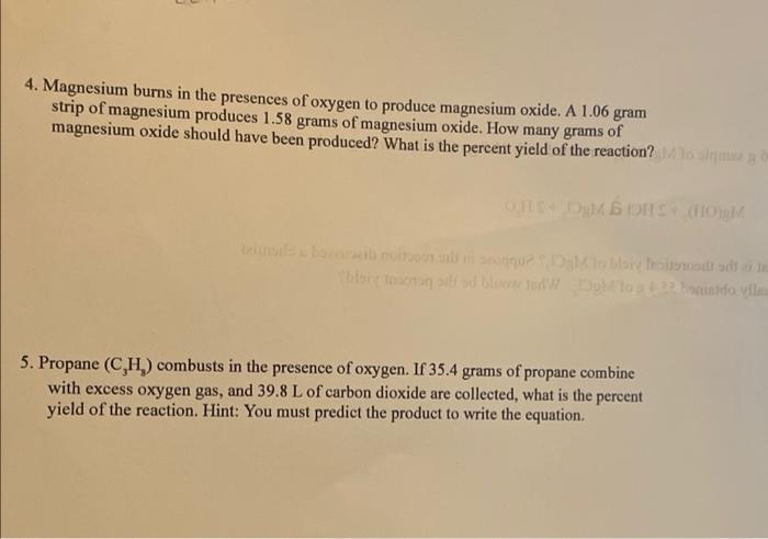 Solved 4. Magnesium burns in the presences of oxygen to | Chegg.com