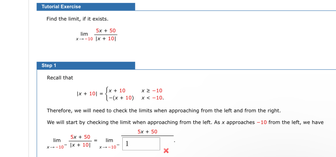 Solved Tutorial ExerciseFind the limit, ﻿if it | Chegg.com