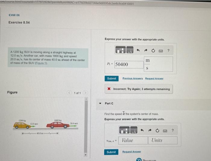 Solved A 1200 kg SUV is moving along a straight highnay at | Chegg.com