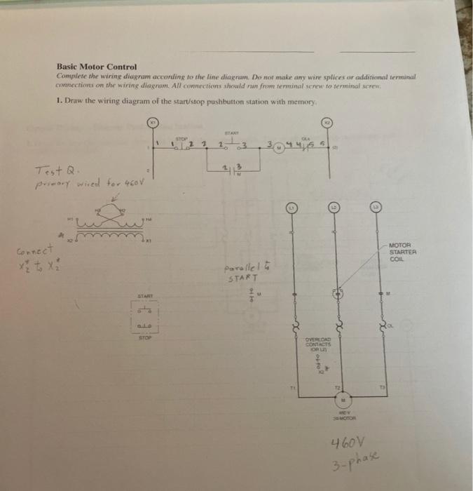 Solved Basic Motor Control Complete the wiring diagram | Chegg.com