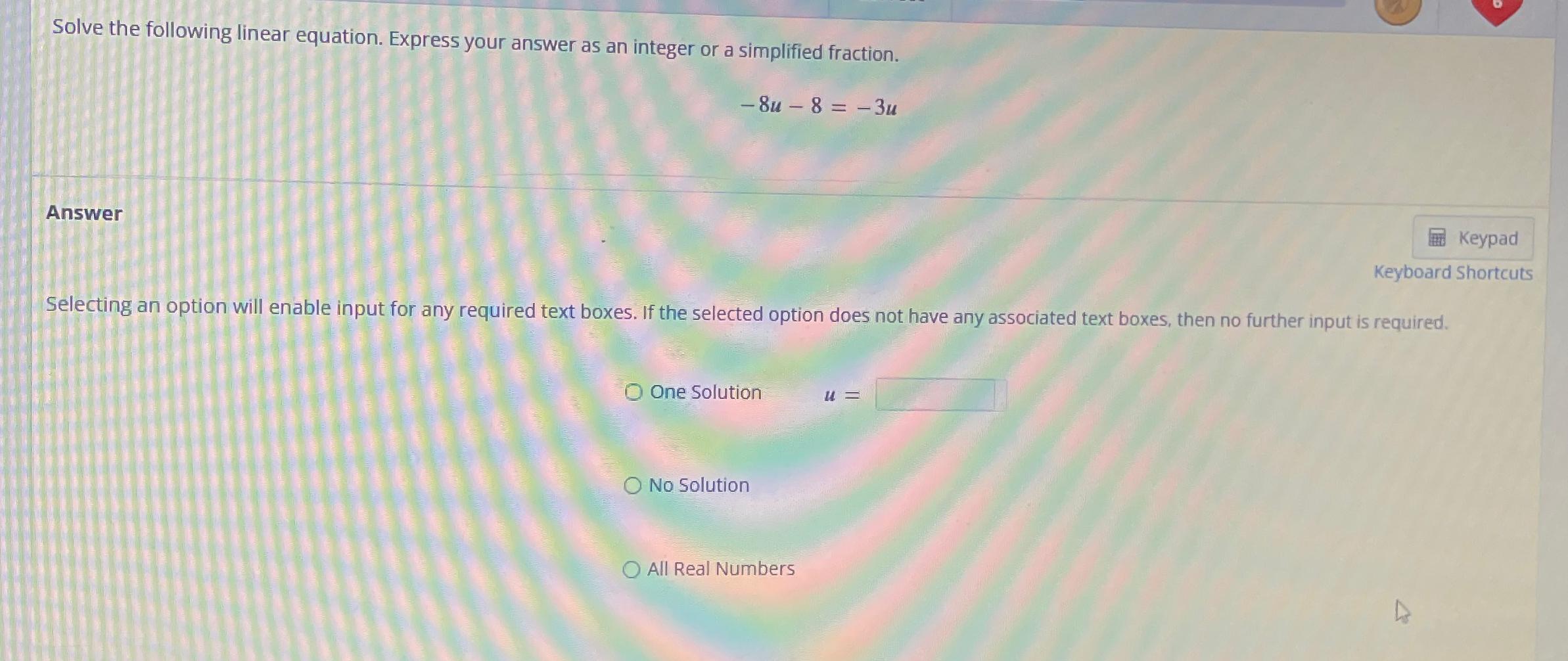 Solved Solve the following linear equation. Express your | Chegg.com
