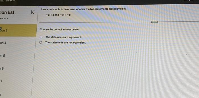 Solved Use a truth table to determine whether the two | Chegg.com