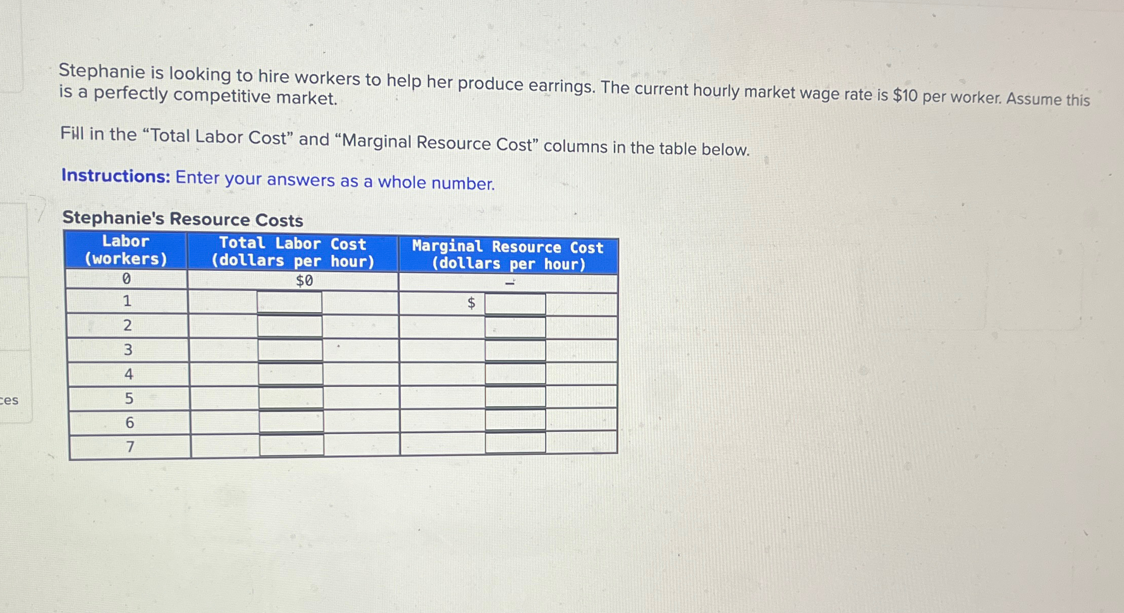 Solved Stephanie is looking to hire workers to help her | Chegg.com