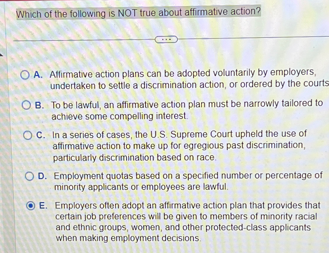 Solved Which of the following is NOT true about affirmative | Chegg.com