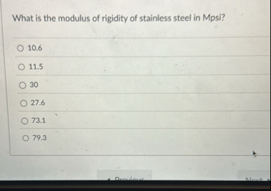 Solved What is the modulus of rigidity of stainless steel in | Chegg.com