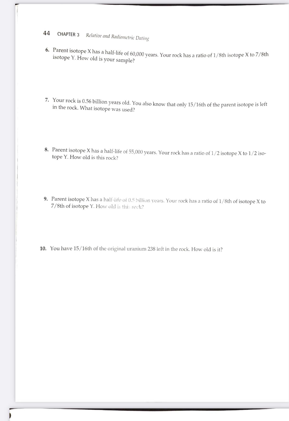 Solved 44CHAPTER 3 ﻿Relative and Radiometric Dating6. | Chegg.com
