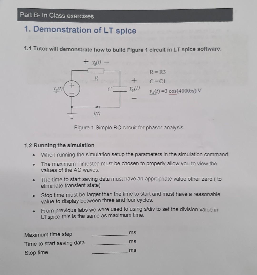 Solved 1. Demonstration of LT spice 1.1 Tutor will | Chegg.com