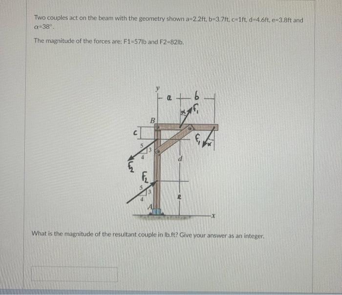 Solved Two couples act on the beam with the geometry shown | Chegg.com