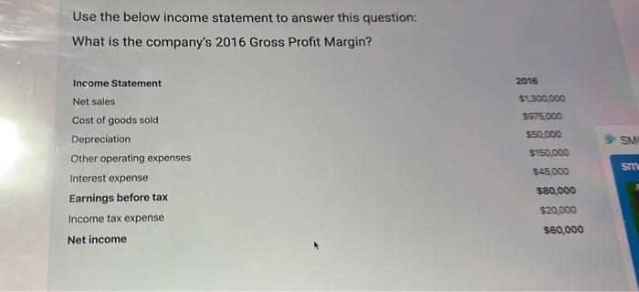 Solved Use the below income statement to answer this | Chegg.com
