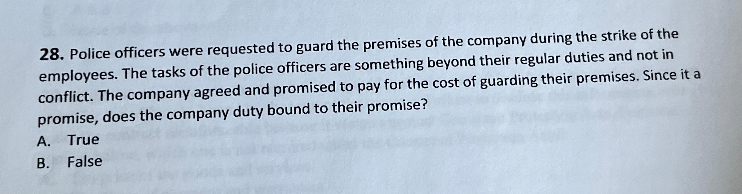 Solved Police officers were requested to guard the premises | Chegg.com