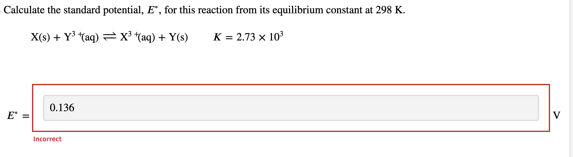 Calculate the standard potential, E°, ﻿for this | Chegg.com