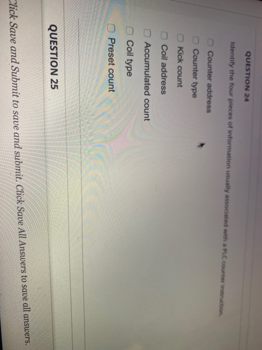 Solved QUESTION 21 The counter values specifies the value | Chegg.com