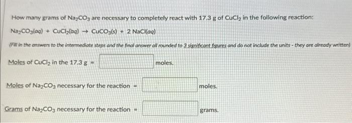 Solved How many grams of Na2CO3 are necessary to completely | Chegg.com