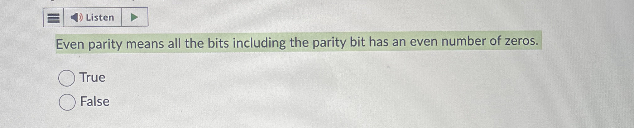 Solved ListenEven parity means all the bits including the | Chegg.com