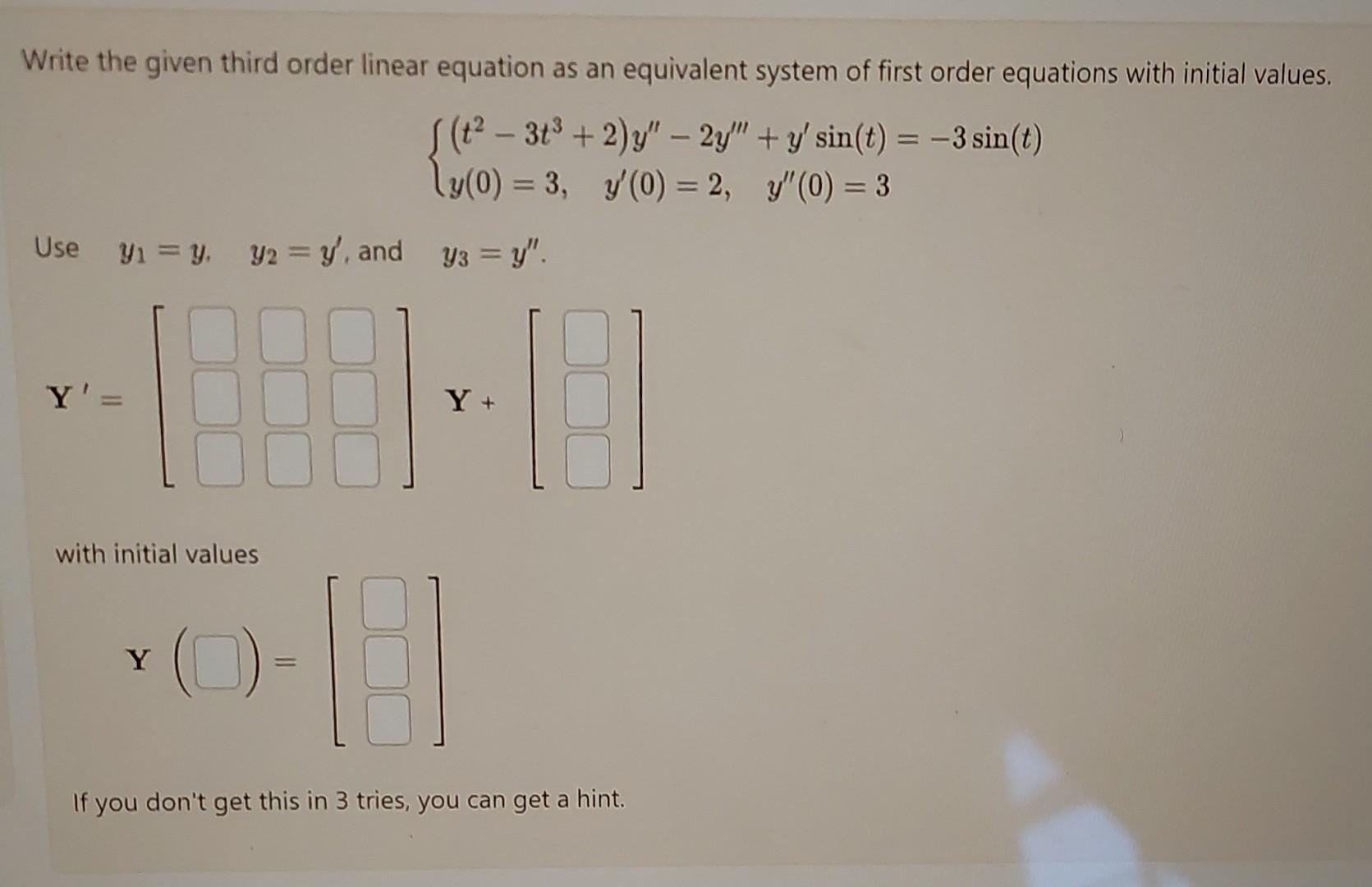 Solved Write The Given Third Order Linear Equation As An