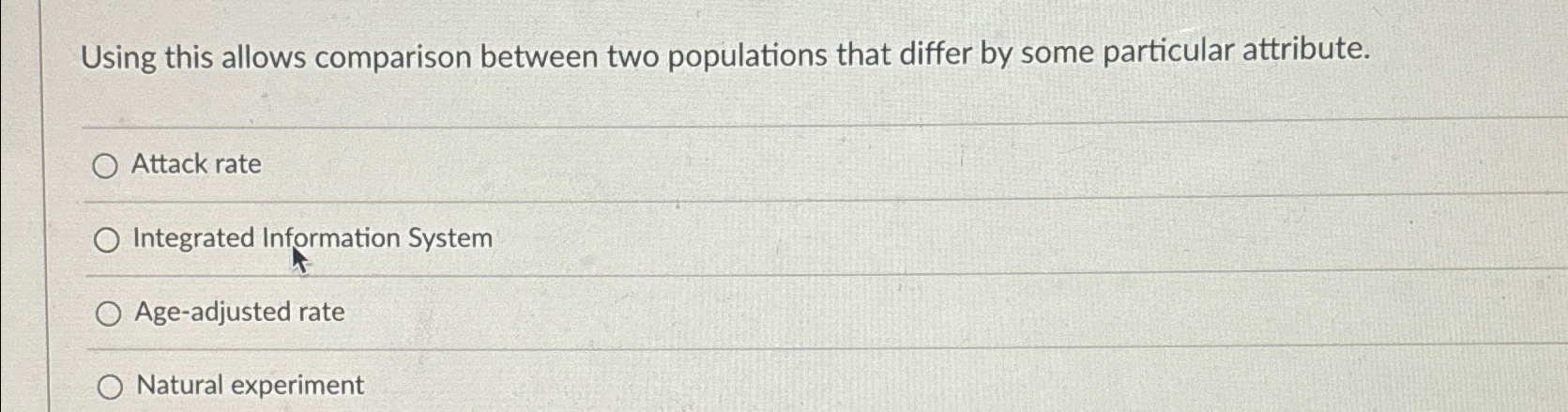 Solved Using this allows comparison between two populations | Chegg.com