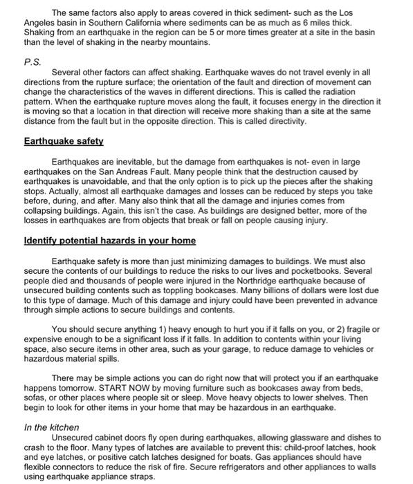 Solved Earthquake Country Assignment Answer the questions | Chegg.com