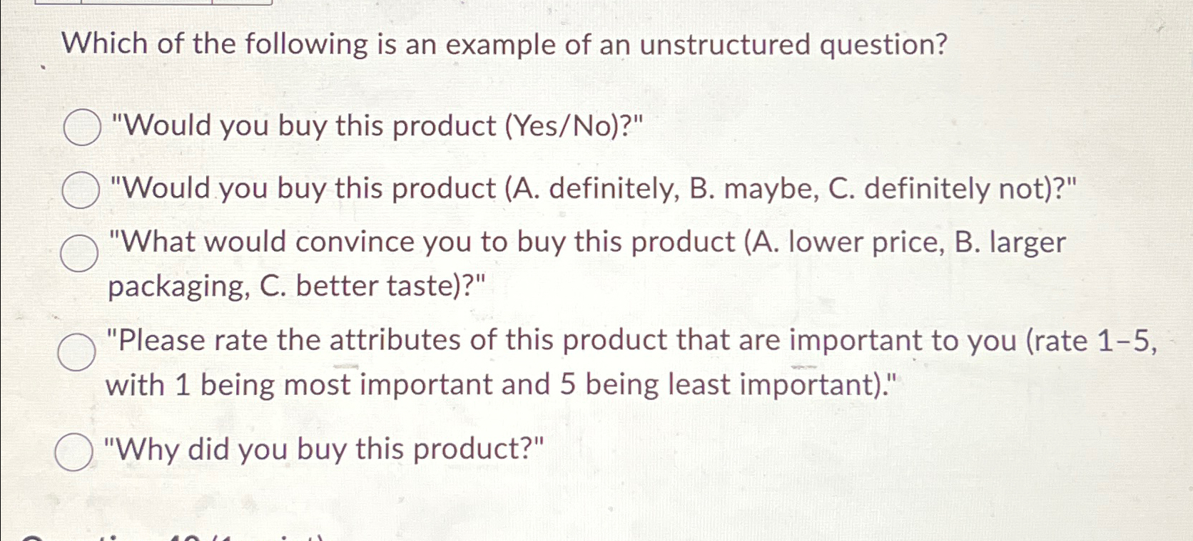 Solved Which of the following is an example of an | Chegg.com