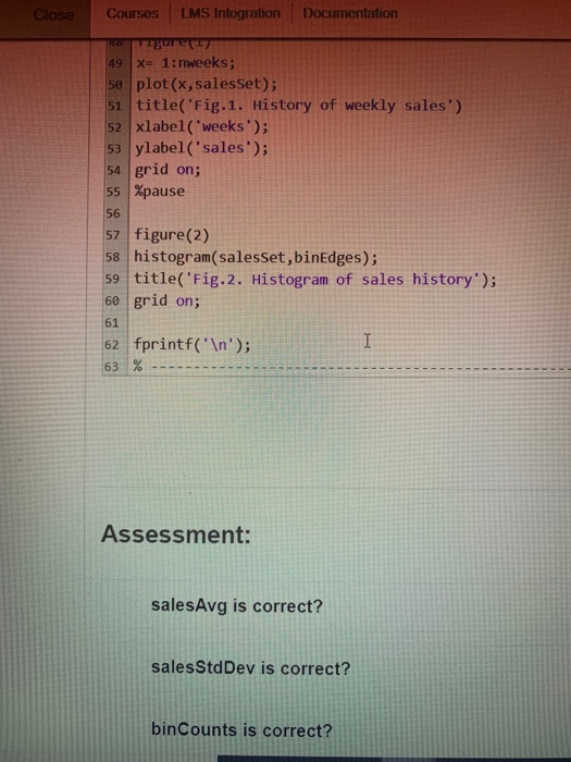 Solved In MatLab language; Given weekly sales data, find the | Chegg.com