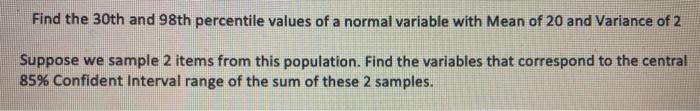 Solved Find the 30th and 98th percentile values of a normal | Chegg.com