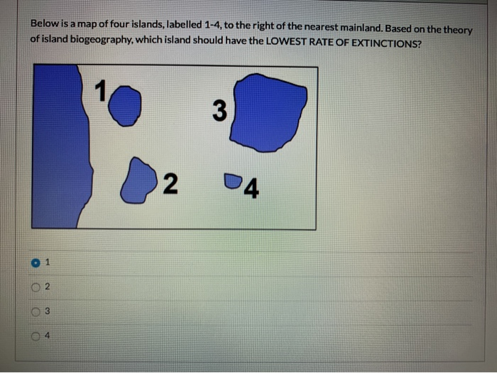 Solved Below is a map of four islands, labelled 1-4, to the | Chegg.com