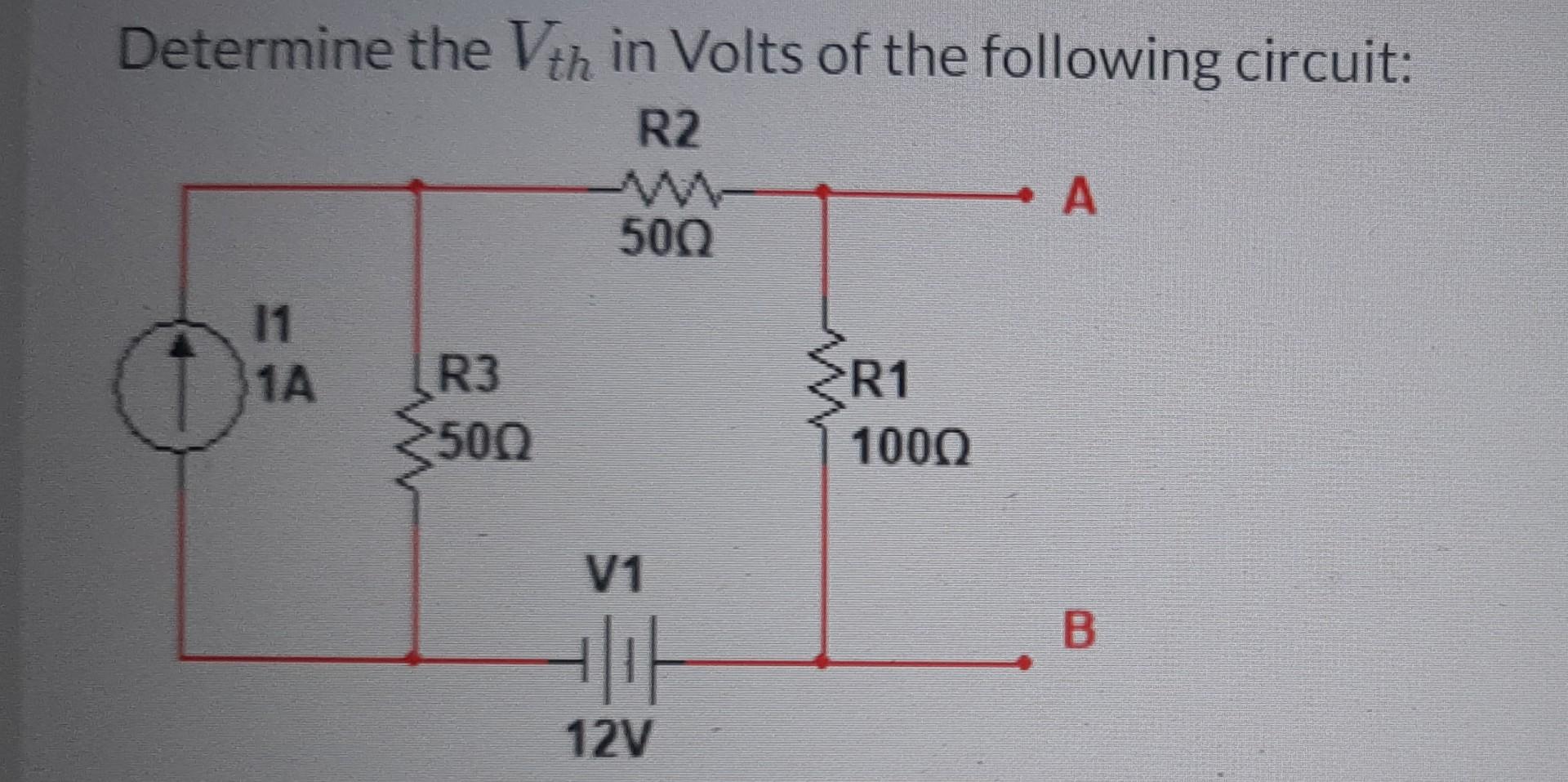Solved Determine the Vth in Volts of the following circuit: | Chegg.com