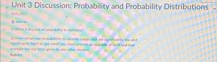 Solved Unit 3 Discussion: Probability and Probability | Chegg.com