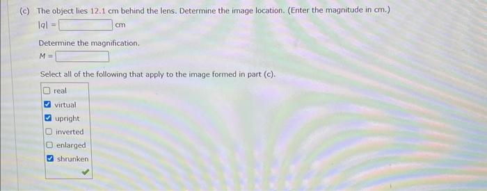 Solved Determine the magnification. M= Select all of the | Chegg.com