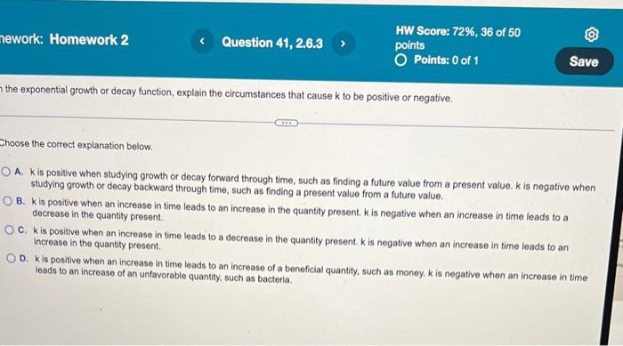 Solved the exponential growth or decay function, explain the | Chegg.com