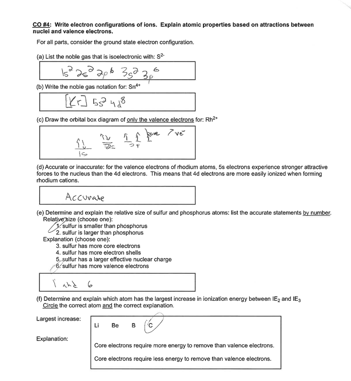 Solved Co 4 Write Electron Configurations Of Ions Explain