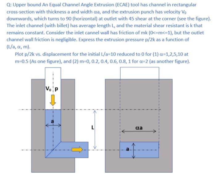 Solved Q: Upper bound An Equal Channel Angle Extrusion | Chegg.com